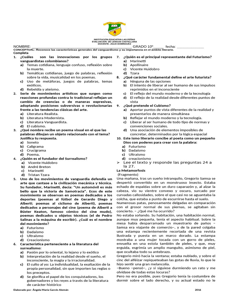 Evaluacion de La Vanguardia | PDF | Vanguardia | Las artes