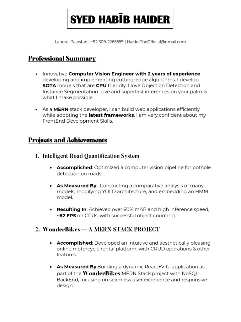 Resume_Syed Habeeb Haider | PDF