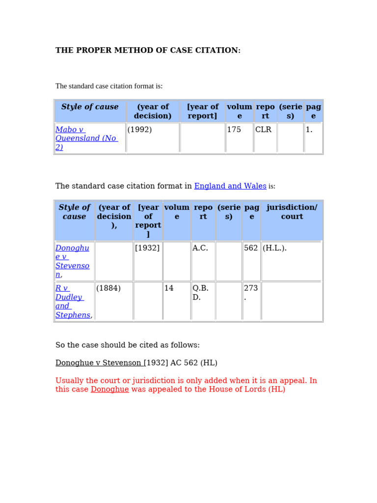Legal Case Citation Guide | PDF