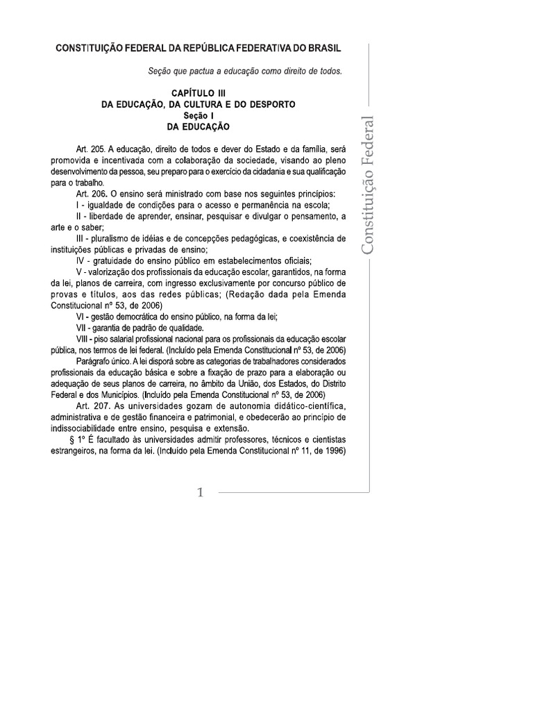 CF 88 - Artigo 205 A 214 | PDF