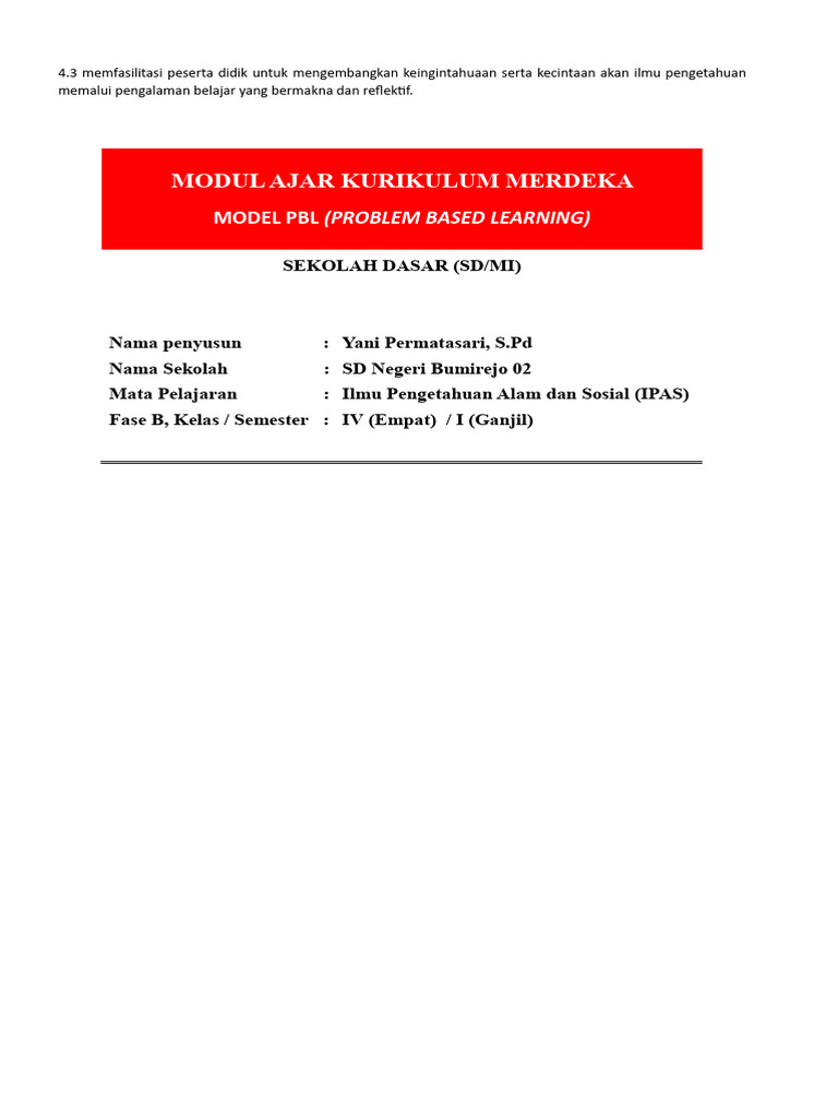 Modul Ajar PJBL | PDF | Sains & Matematika
