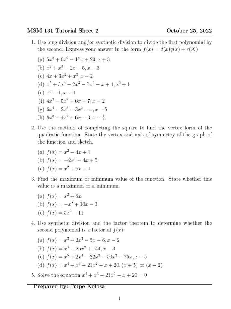 Tutorial Sheet 3 | PDF