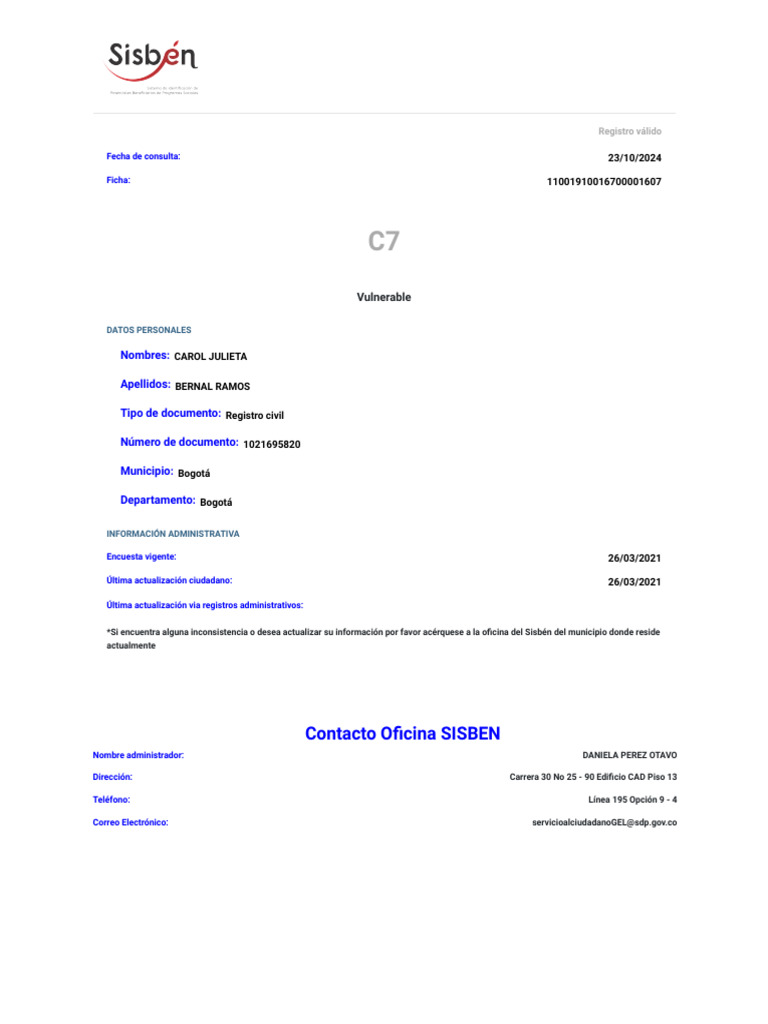 Sisben Julieta | PDF