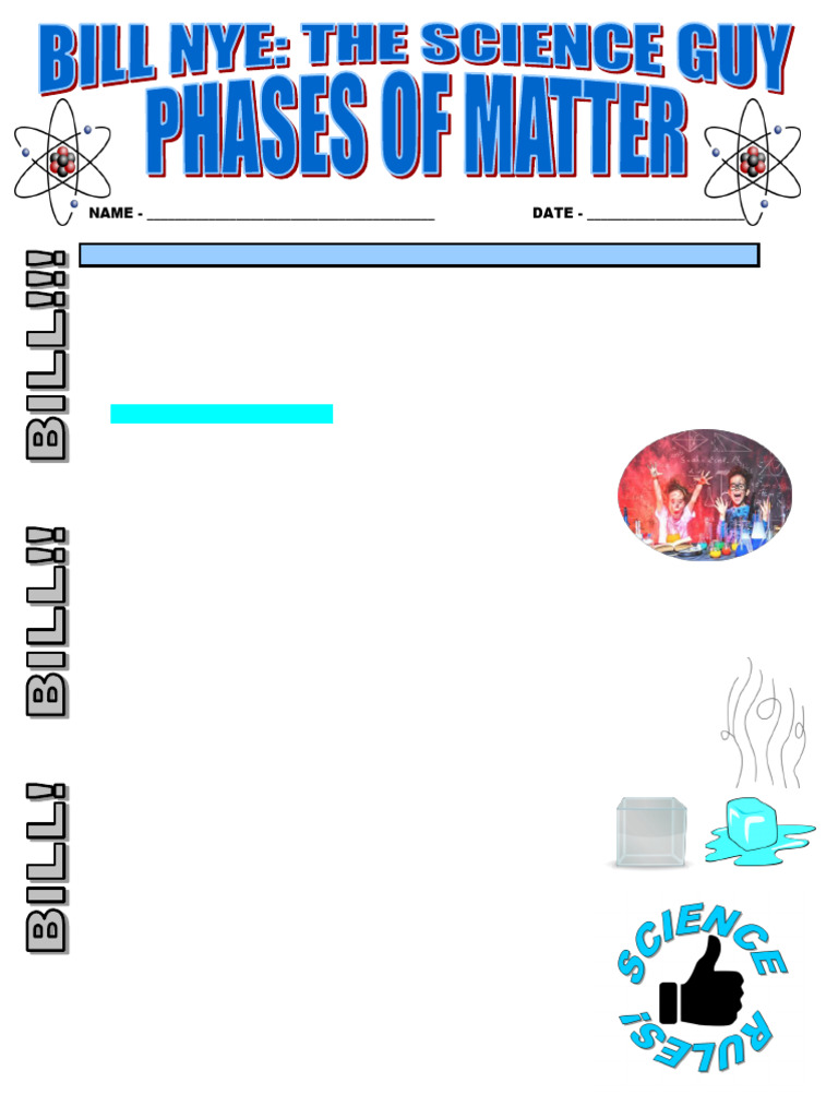 Bill Nye Phases of Matter Worksheet | PDF | Ice | Gases