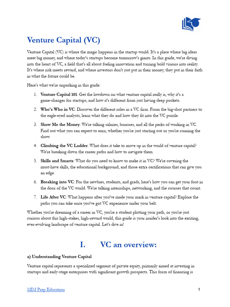 Introduction To Venture Capital | PDF | Venture Capital | Corporate Finance