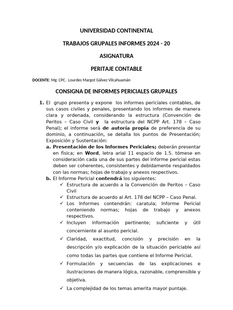 Consigna Trabajo Grupal Informes | PDF