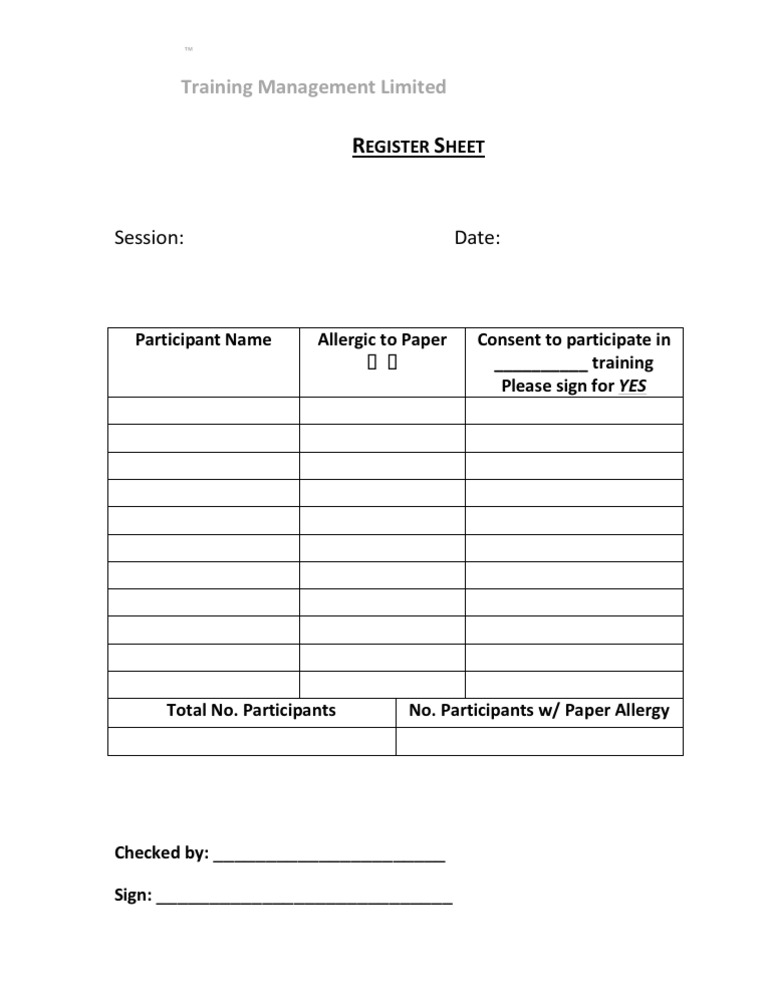 Register Sheet | PDF