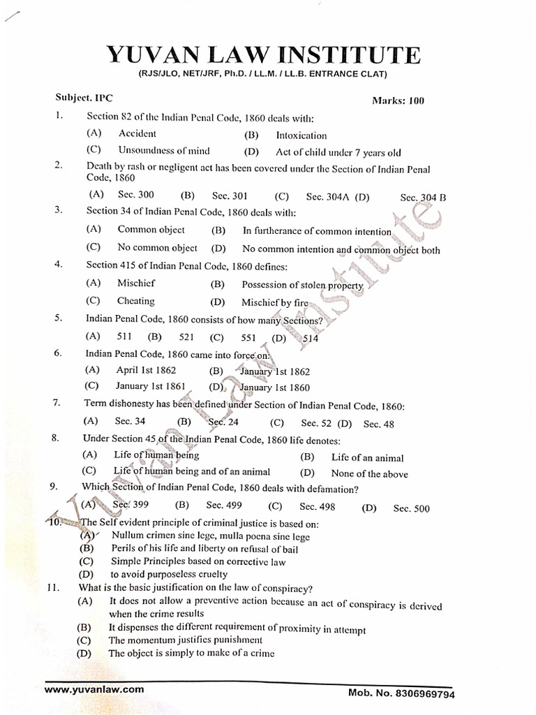 IPC (Test 16-10-24 English) | PDF