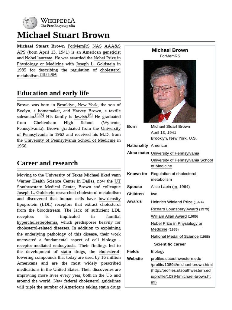 Michael_Stuart_Brown | PDF | Biochemistry | Chemistry