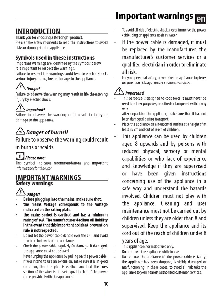 Important Warnings: Symbols Used in These Instructions | PDF | Grilling | Hamburgers