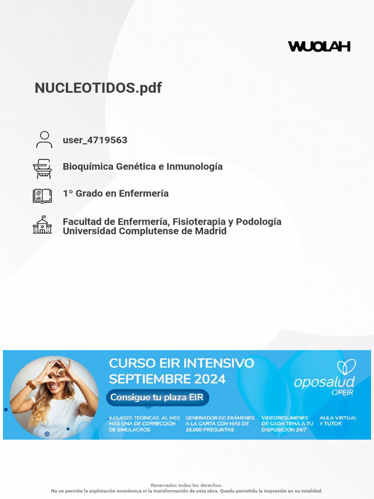 Wuolah Free NUCLEOTIDOS | PDF | Nucleótidos | Ácidos nucleicos