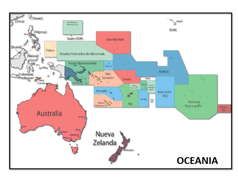 mapa de oceania color | PDF
