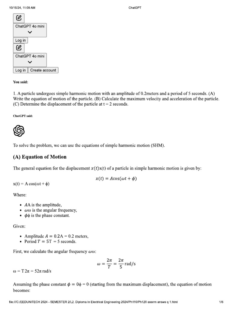 PH120 Assignment 1 - Semester 2 | PDF