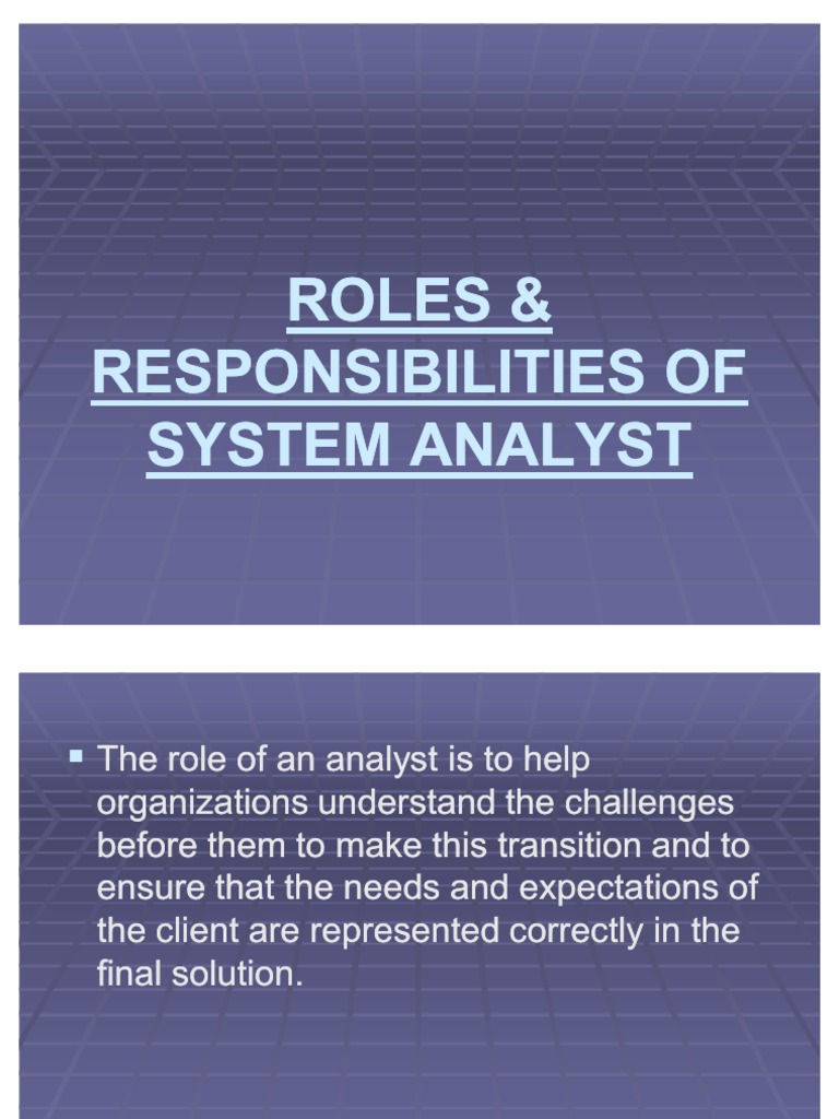Roles Responsibilities of System Analyst | PDF | Business