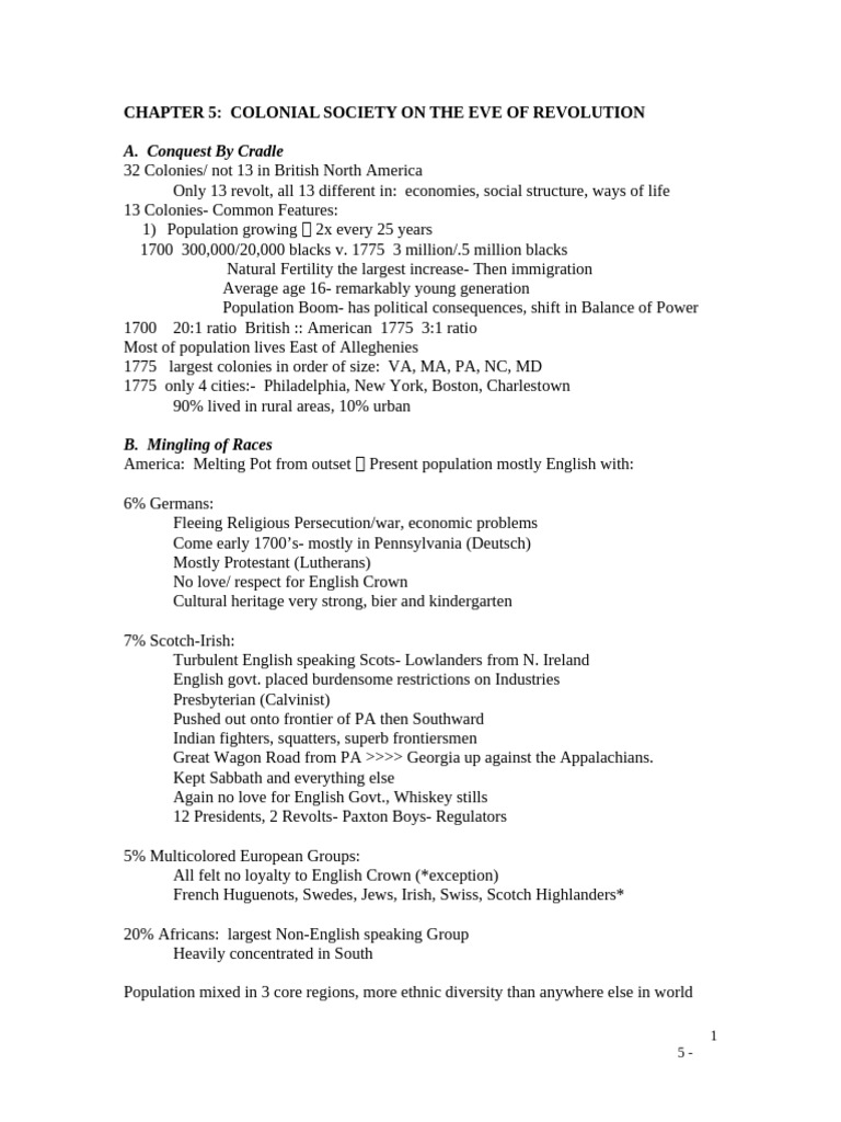 Colonial Society Before the Revolution | PDF