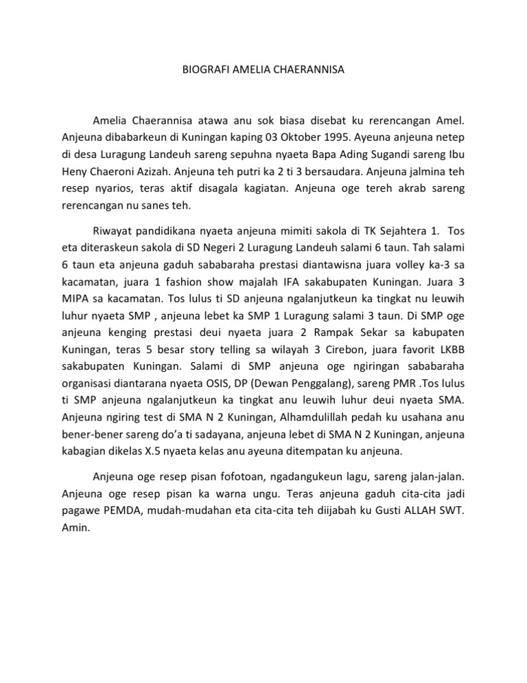 Biografi Amelia Chaerannisa | PDF