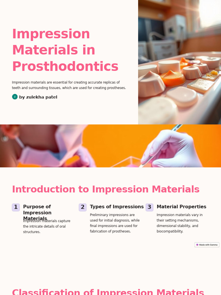 Impression Materials in Prosthodontics | PDF | Dentistry Branches