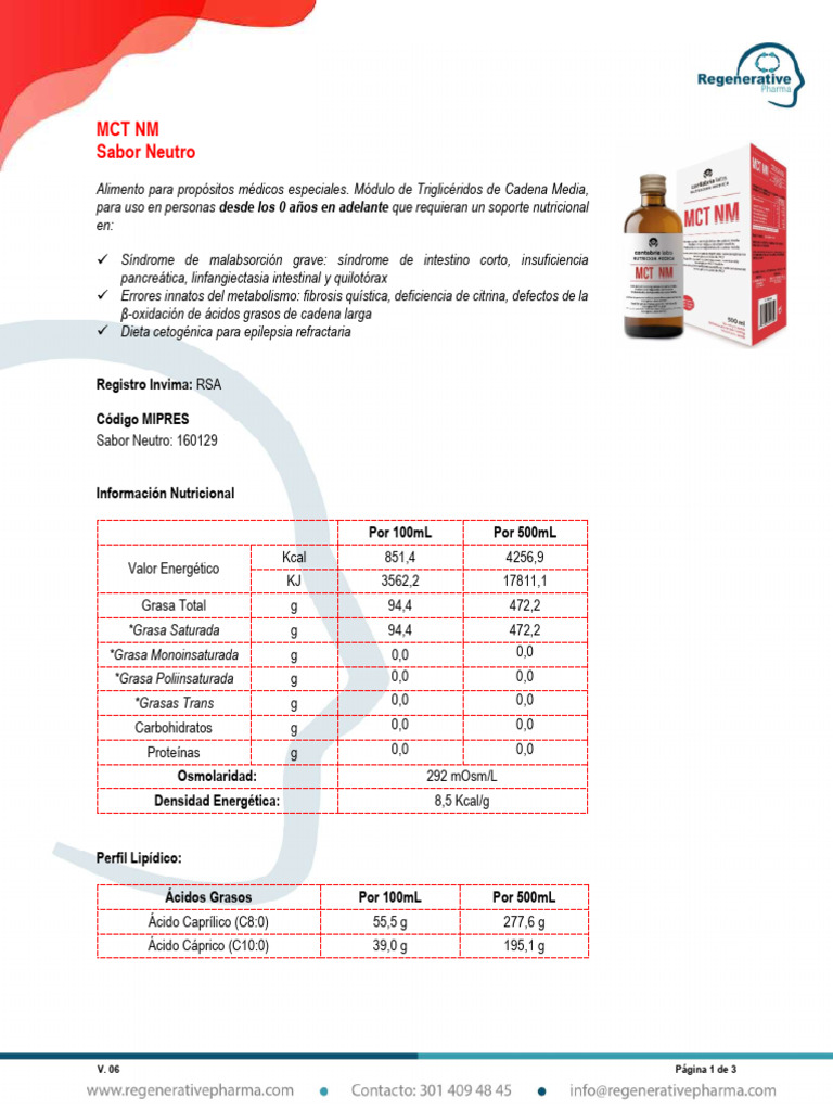 Ficha Técnica MCT NM | PDF | gordo | Alimentos