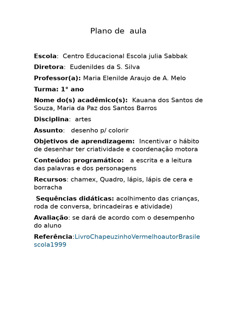 plano de aula 5 | PDF