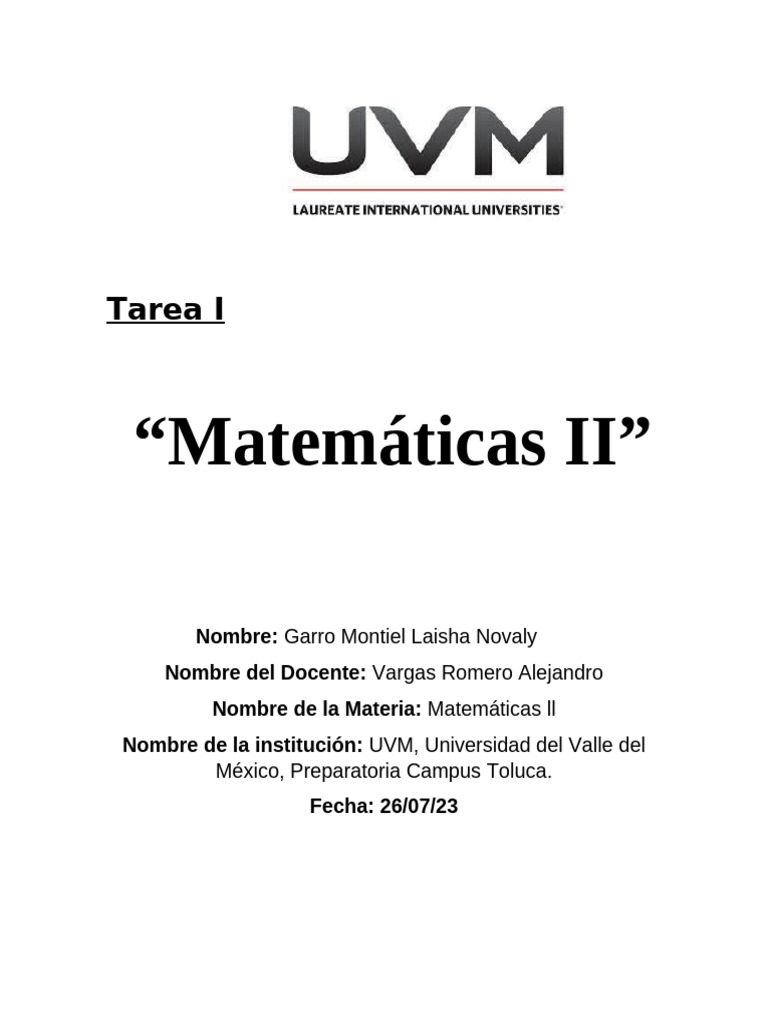 Tarea l Mate 2 | PDF
