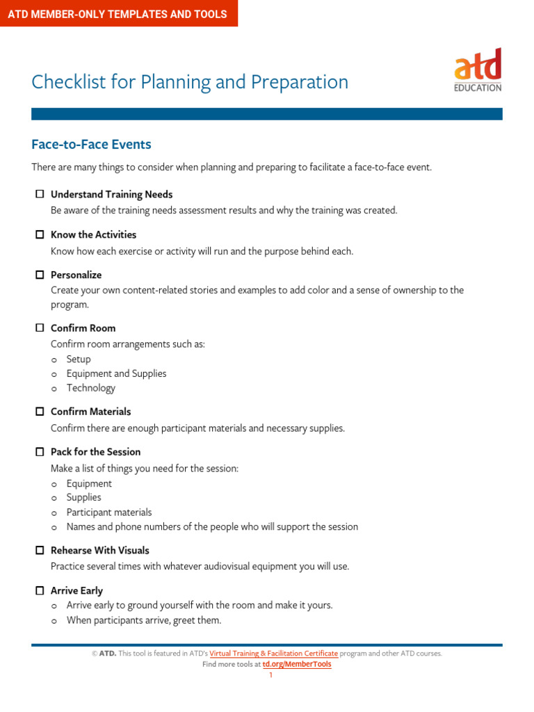 Checklist For Planning and Preparation-0 | PDF | Computing