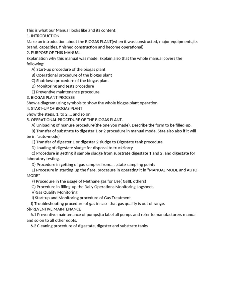 Biogas Manual Template | PDF | Technology & Engineering