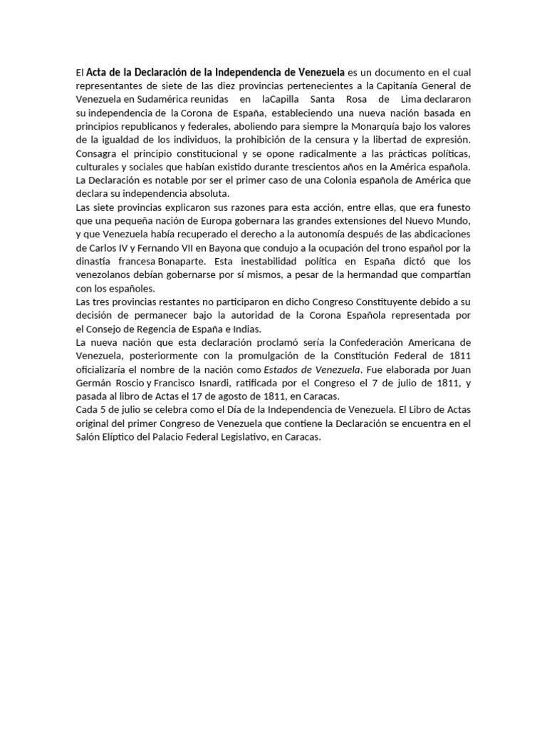 5 de Julio de 1811 | PDF | Historia