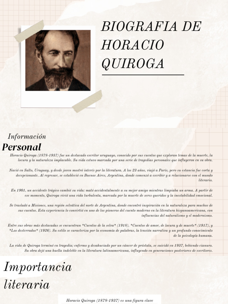 BIOGRAFIA de Horacio Quiroga | PDF