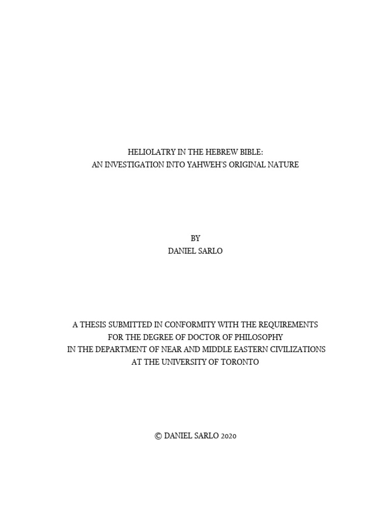 Heliolatry - in - The - Hebrew - Bible - An - Investigation - Into ...