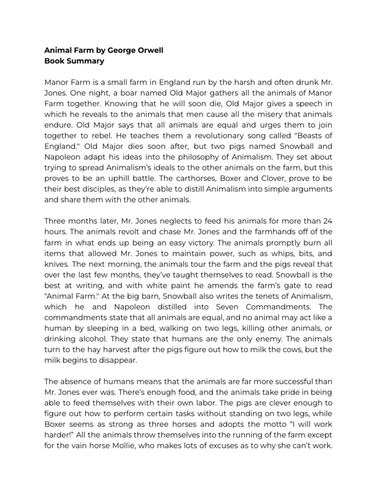 Animal Farm by George Orwell - Book Summary | PDF