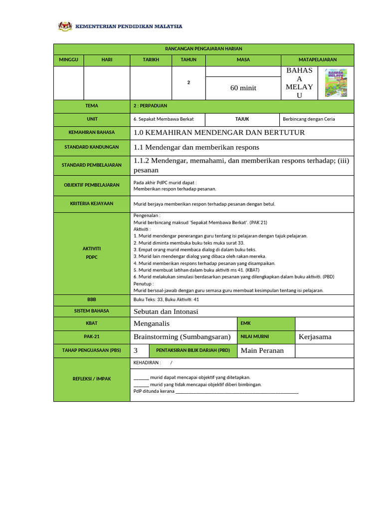 RPH BM THN 2-Unit 6 | PDF