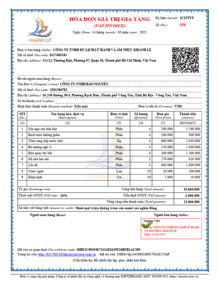 Hoadon 0317685183 1c23tyy 150 | PDF