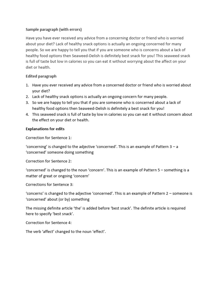 Peer Review Sample - Concern Paragraph | PDF | Wellness