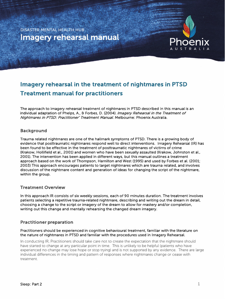 Imagery Rehearsal Therapy for PTSD Nightmares | PDF | Nightmare | Dream