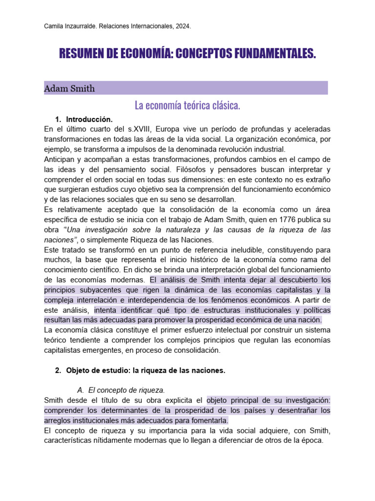 Resumen de Economía - Conceptos Fundamentales | PDF | Oferta y demanda ...