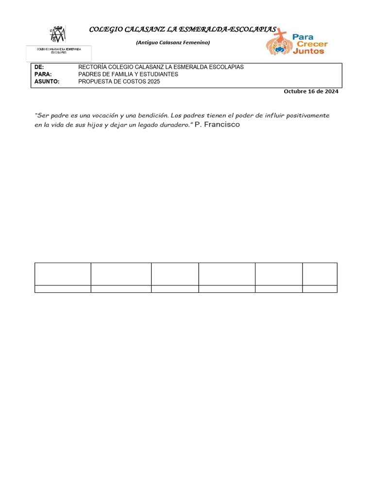 Circular No.063 Propuesta Costos 2025 | PDF