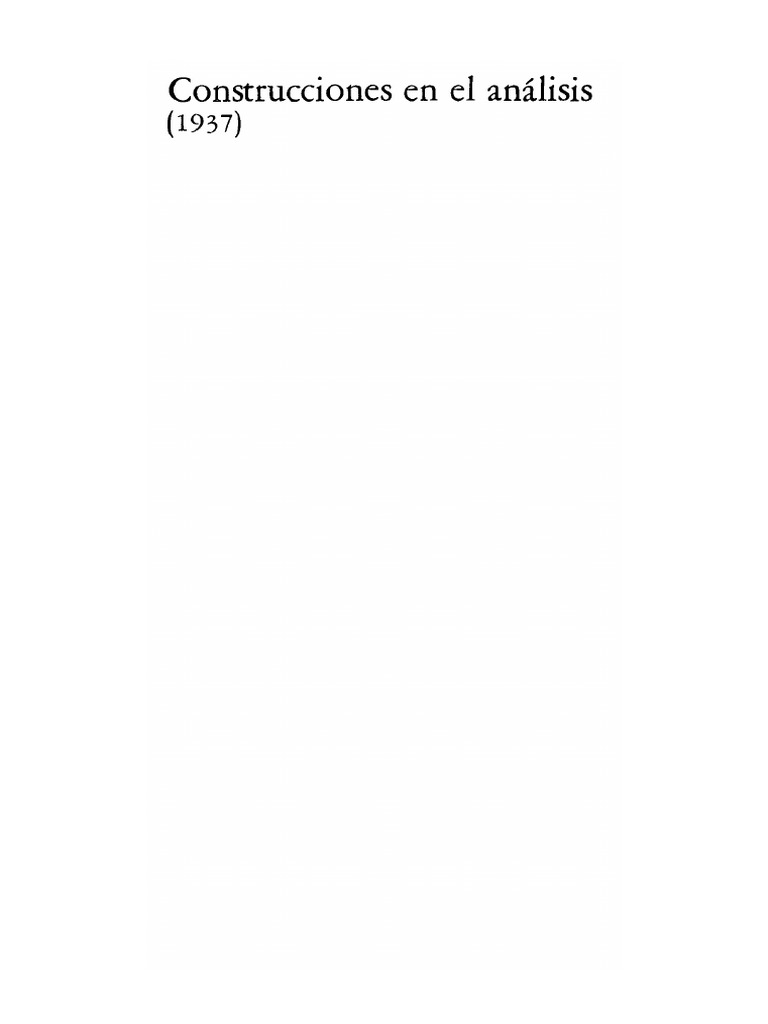 CONSTRUCCIONES EN EL ANALISIS- FREUD | PDF