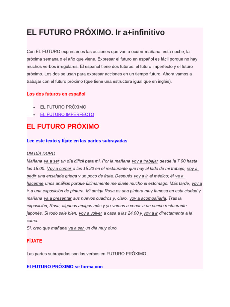El Futuro Próximo en Español | PDF
