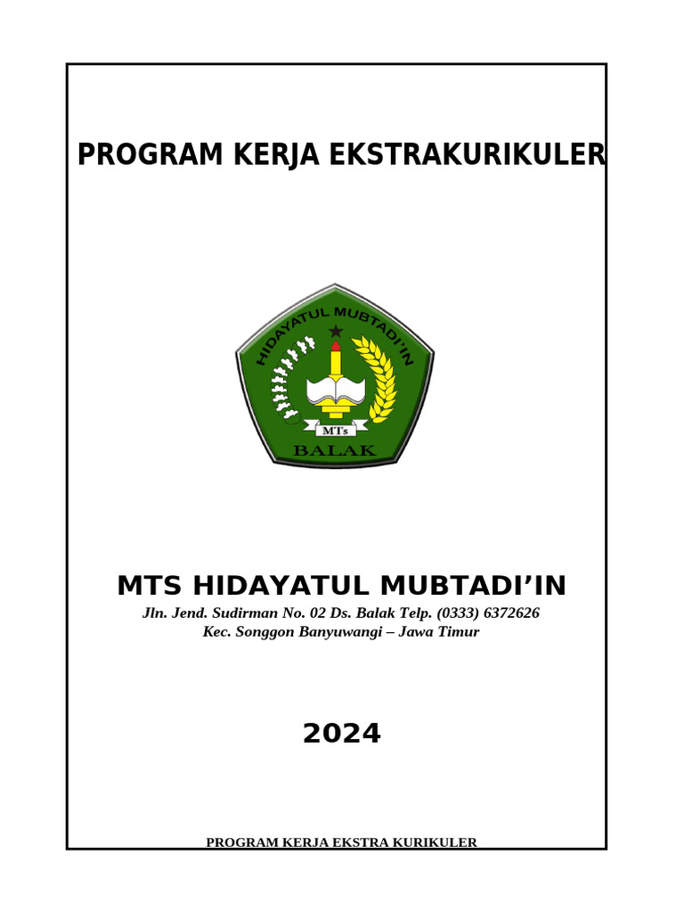 Program Kerja Ekstra Kurikuler - 2024-2025 | PDF