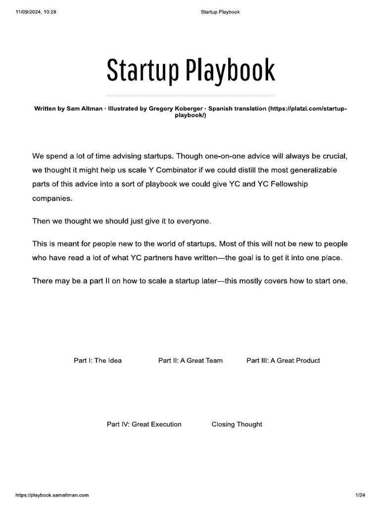 Startup Playbook | PDF