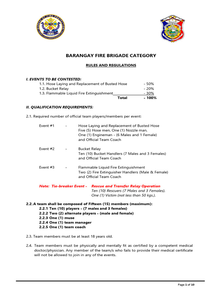 URBAN FIRE OLYMPICS 2023 BARANGAY Category MECHANICS | PDF