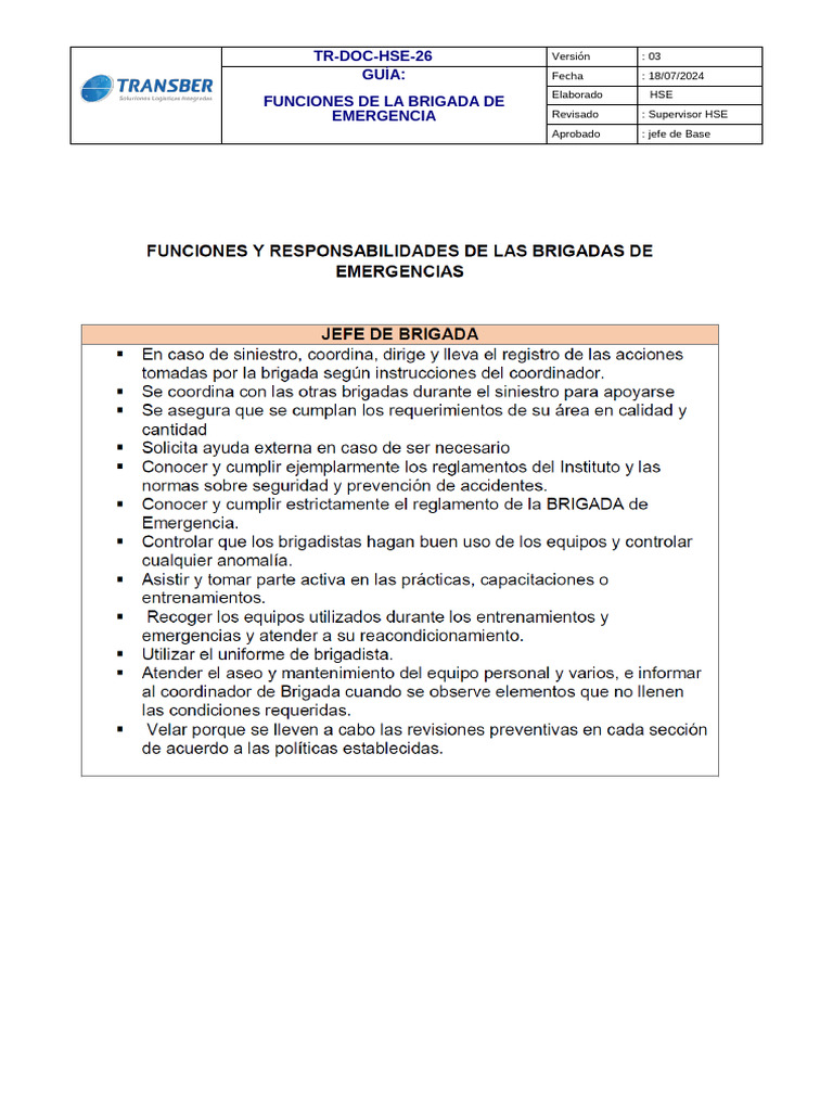 Funciones de Brigada | PDF