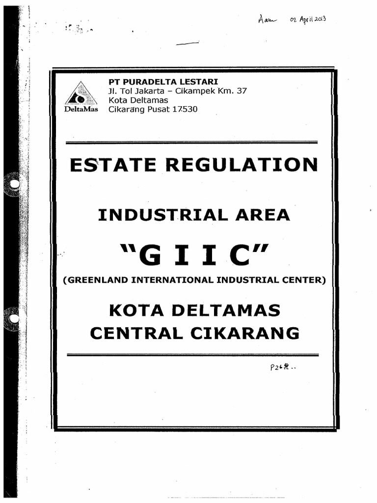 Dokumen - Tips - Estate Regulation Industrial Area Giic Deltamas ...