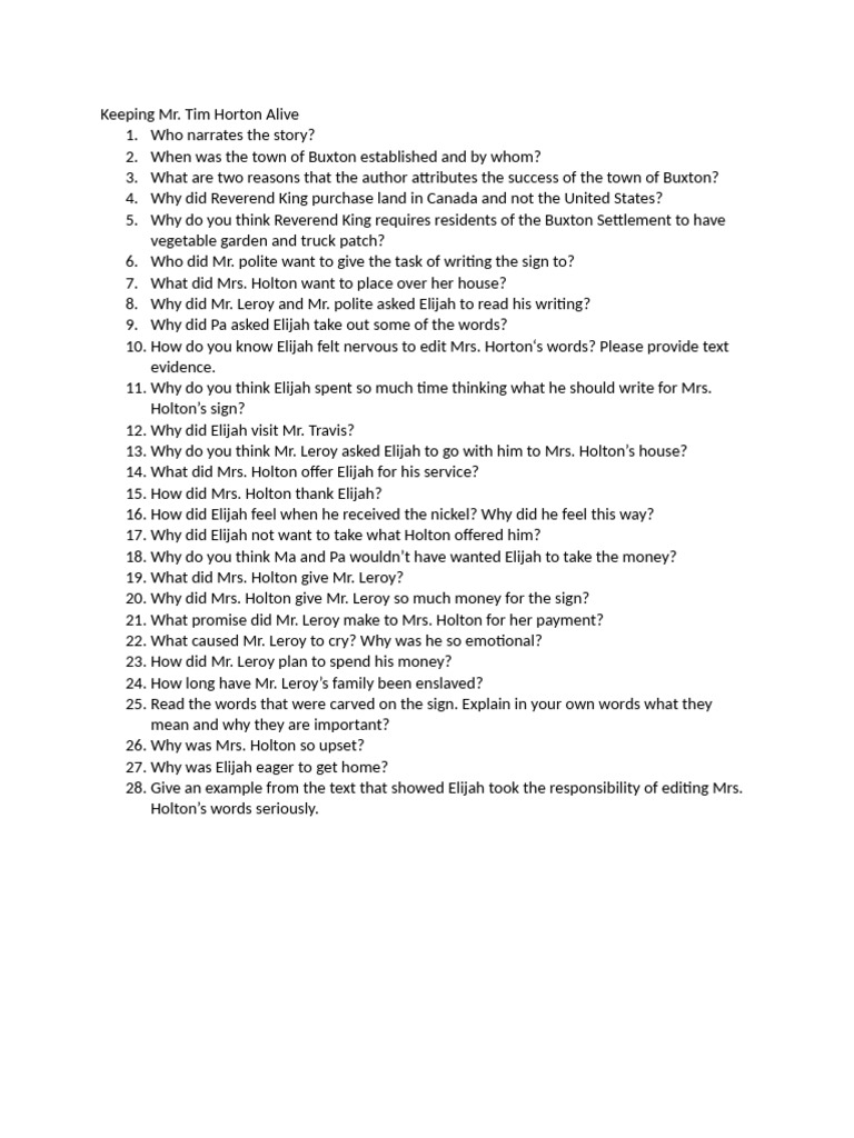 Keeping Mr. John Holton Alive Questions | PDF | Politics | Religion ...