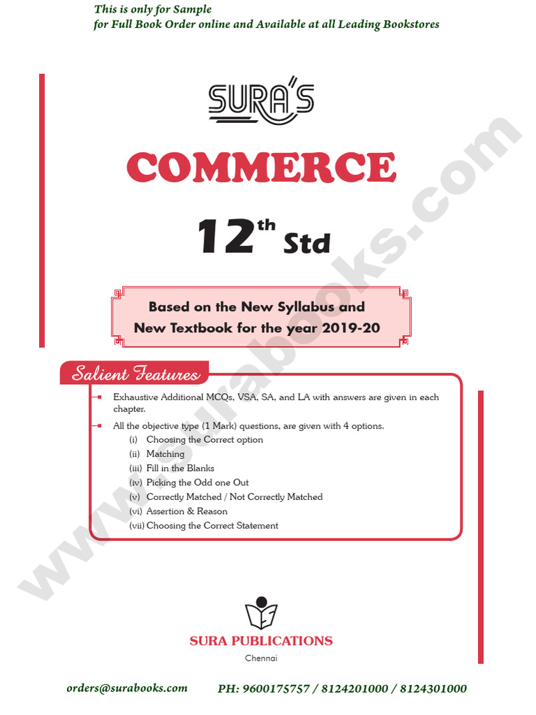 12th Commerce Sura Guide Sample English Medium | PDF