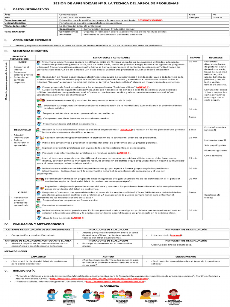 Sesi N 5 RESIDUOS SOLIDOS 5to Secundaria - Comunicaci N | PDF