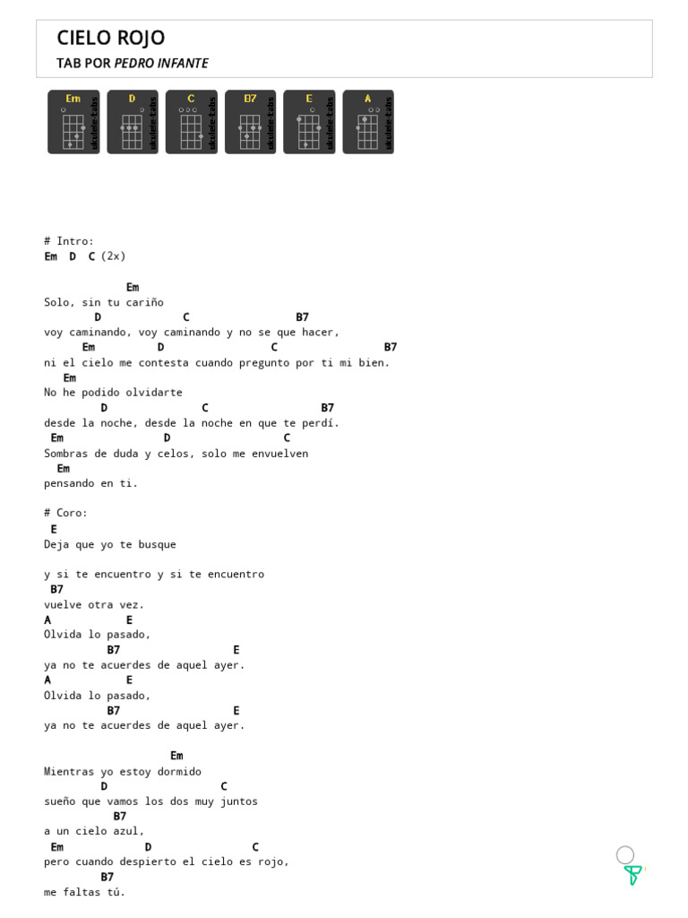 Acordes y letra de "Cielo Rojo" | PDF