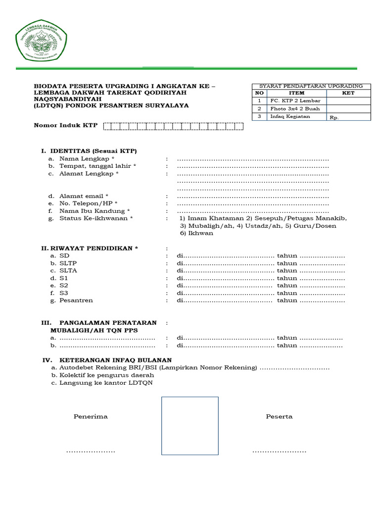 Formulir Upgrading | PDF
