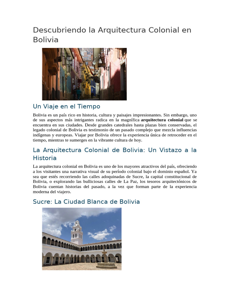 Arquitectura Colonial de Bolivia | PDF | Bolivia
