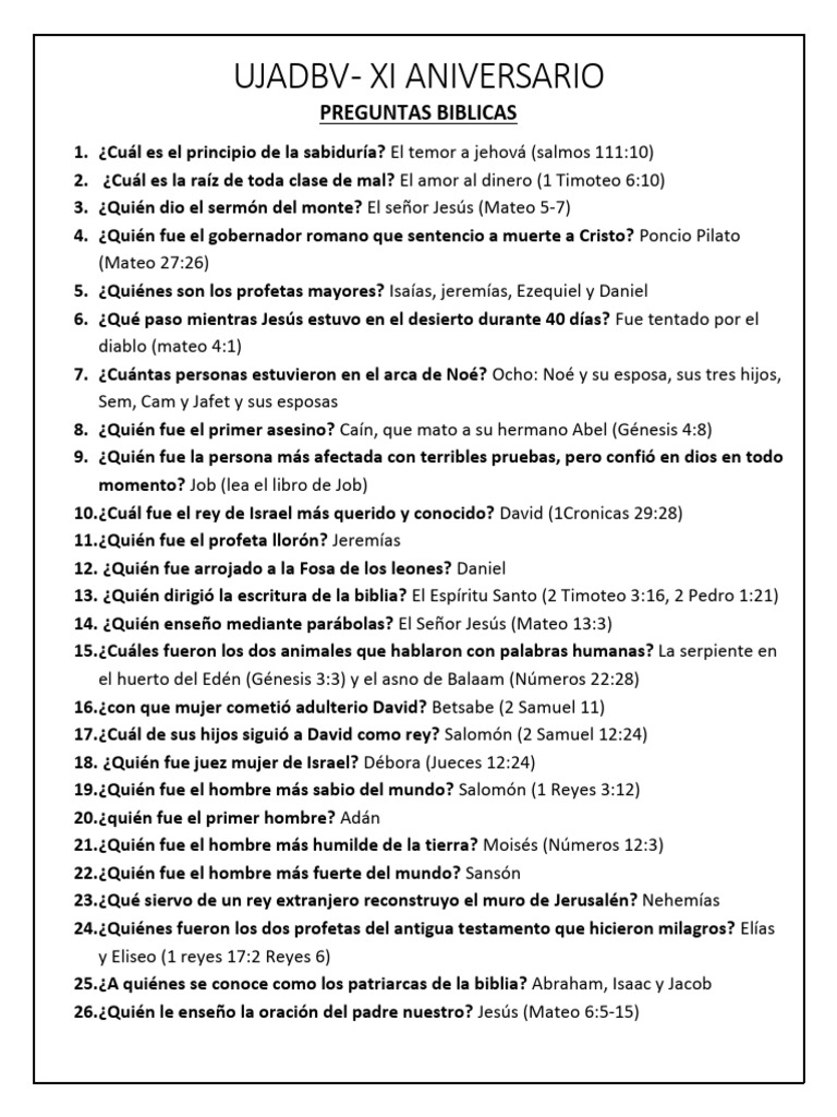 PREGUNTAS BIBLICAS para Jovenes | PDF | Jesús | Biblia